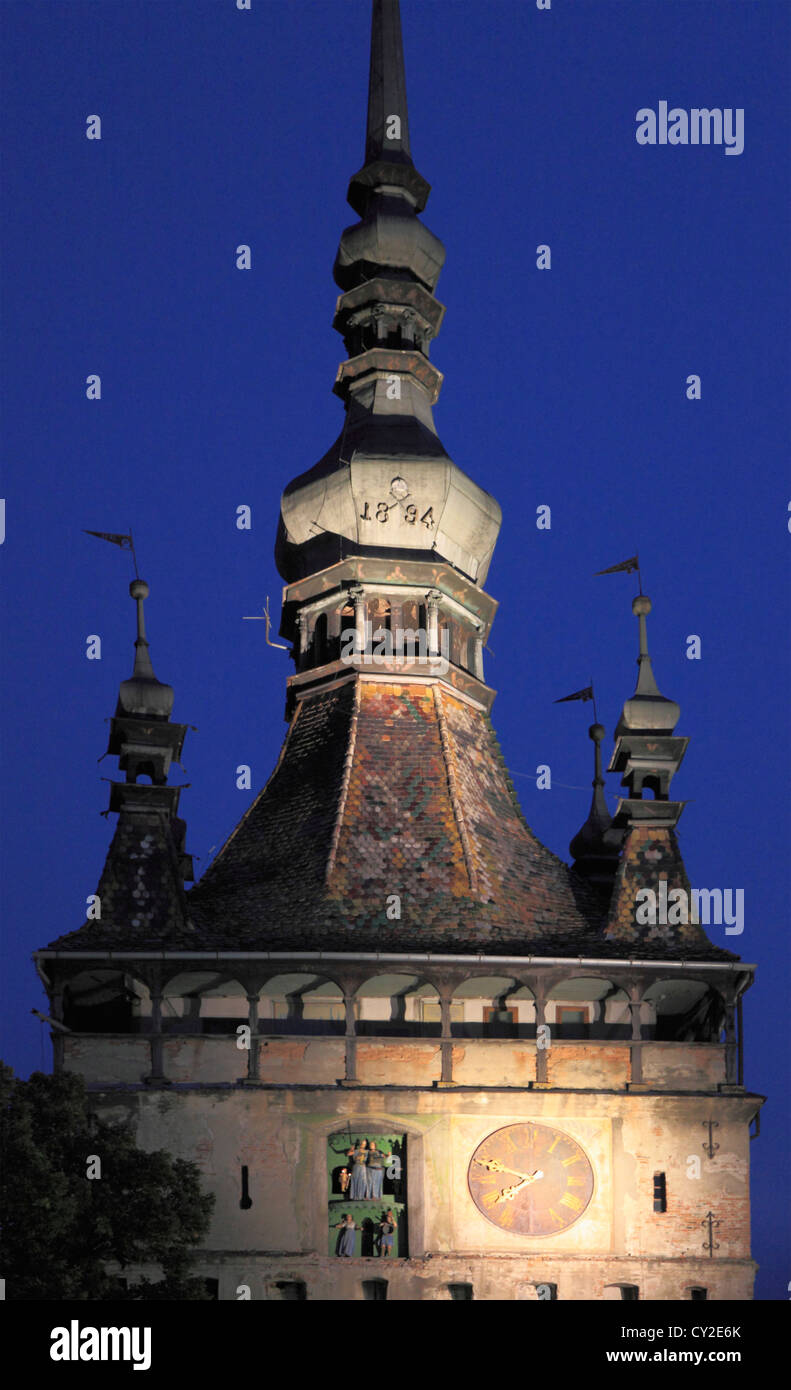 Romania, Sighisoara, Clock Tower, night Stock Photo - Alamy