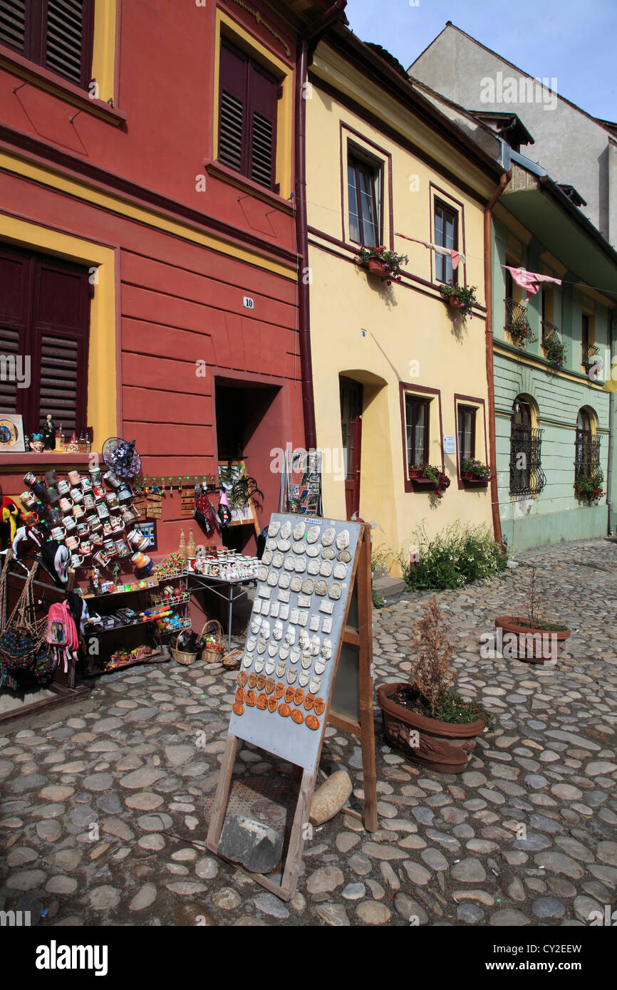 Romania, Sighisoara, old town, main square, souvenir shop Stock Photo ...