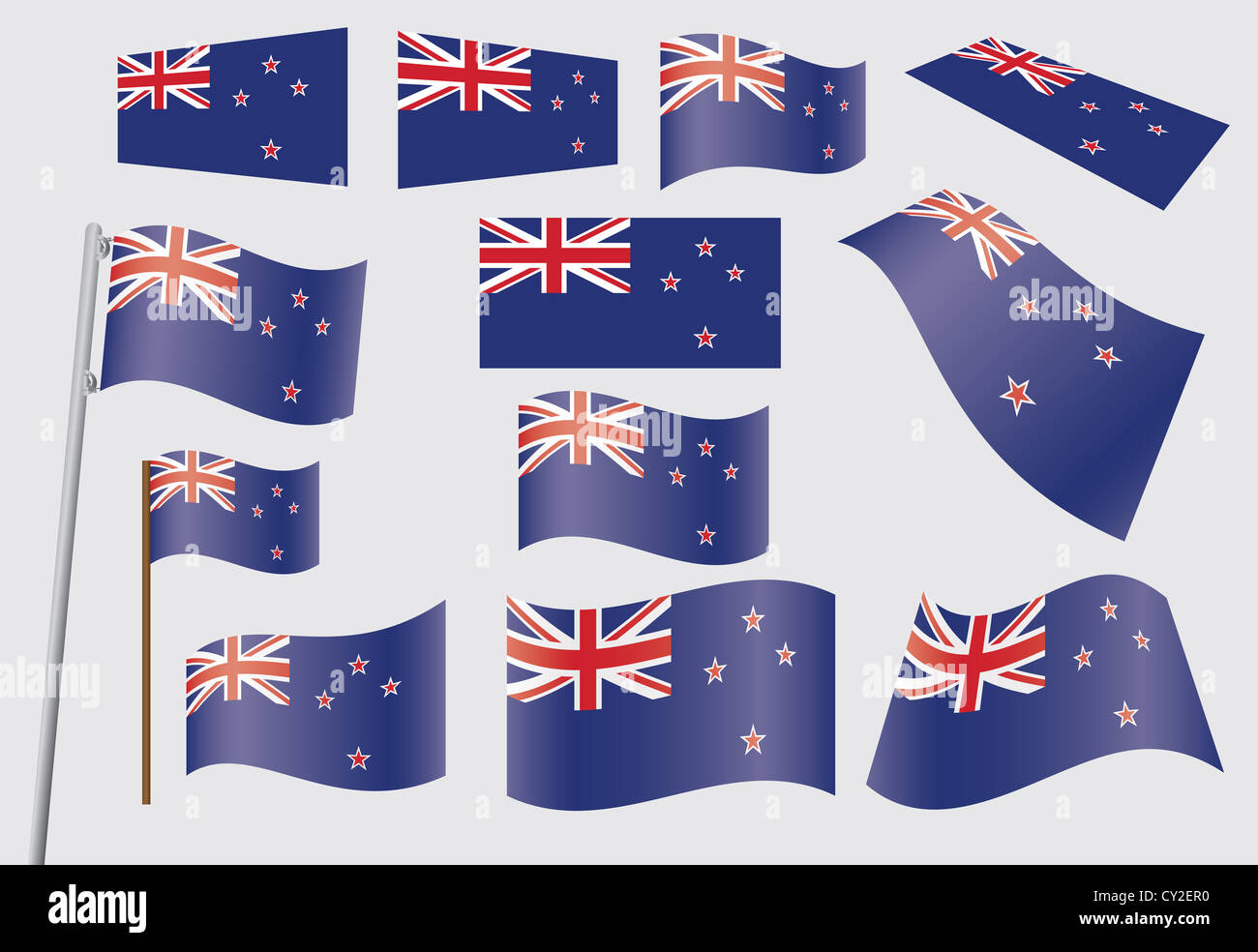 set of flags of New Zealand Stock Photo - Alamy