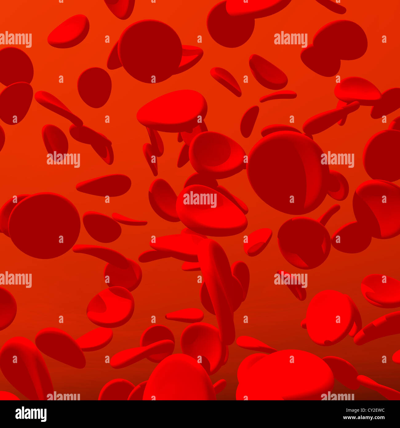 Blood cells in red background as in a vessel - 3D render Stock Photo ...