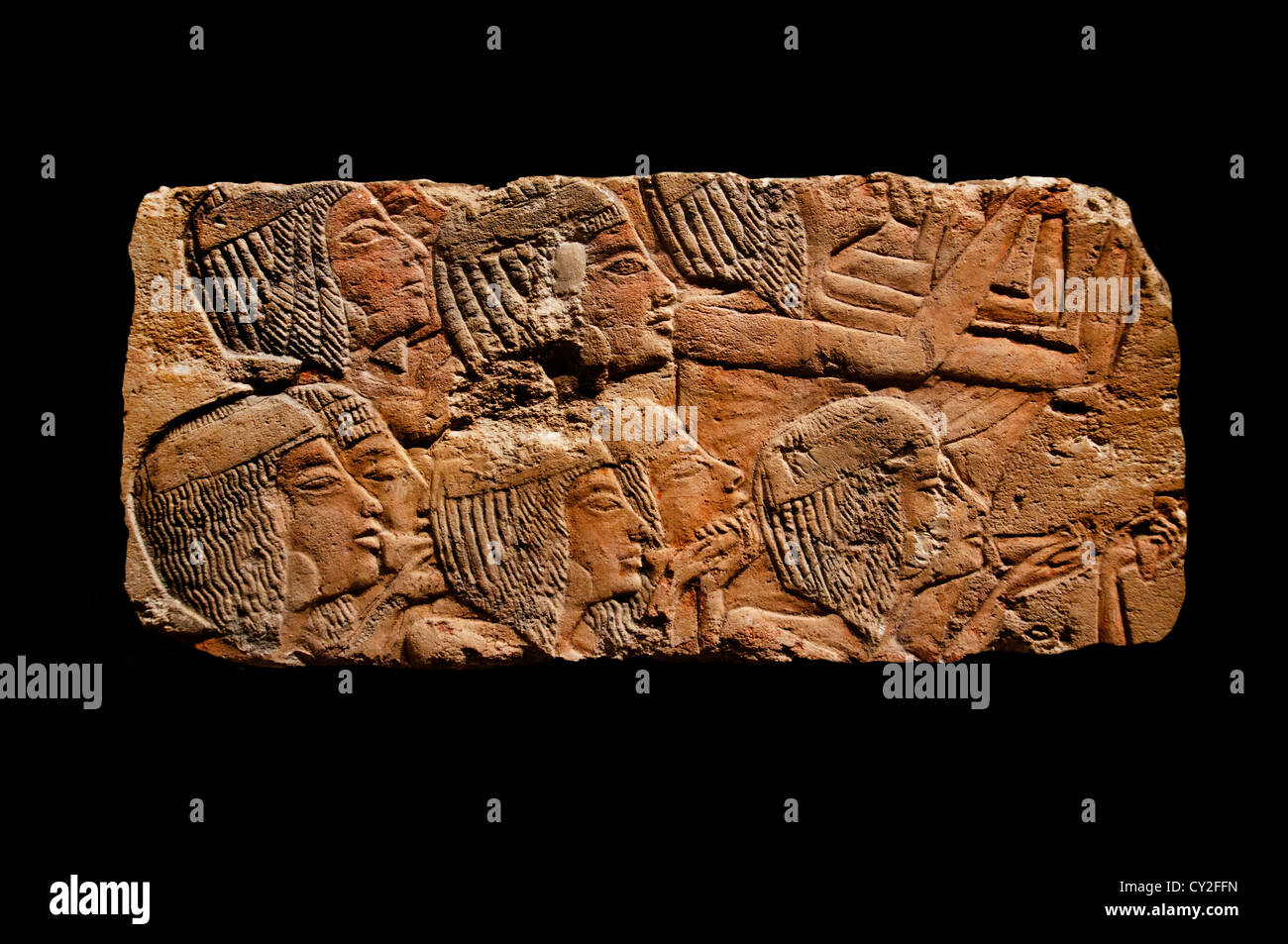 Relief fragment depicting the King Pharaoh Akhenaten 18 dynasty 1353 ...