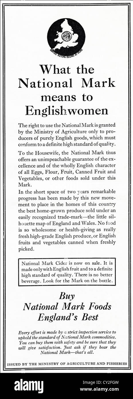 Original 1930s vintage print advertisement from English consumer ...