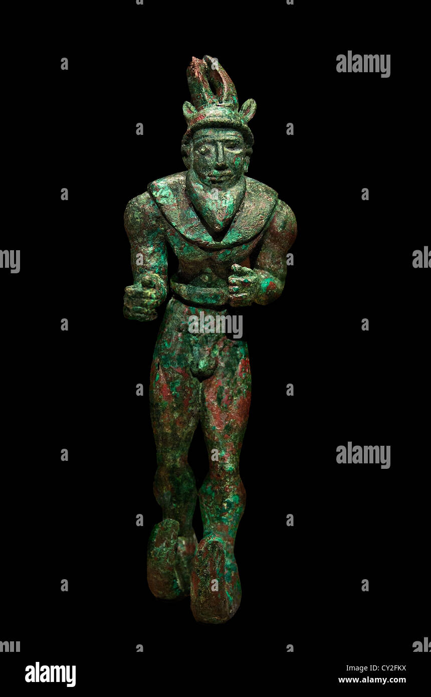 Striding figure ibex horns raptor skin draped boots Proto Elamite 3000 ...