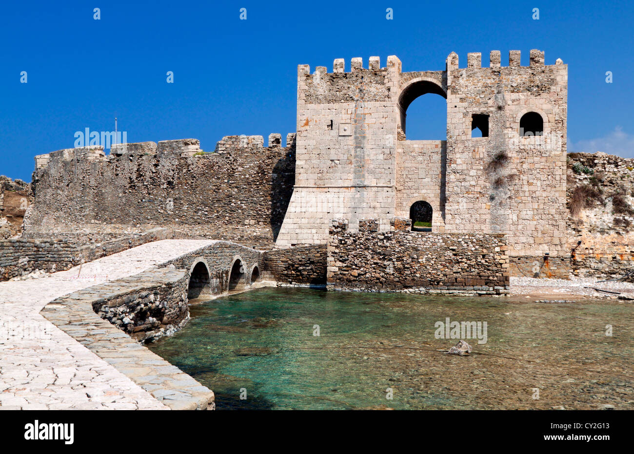 Castle of Methoni at Messenia, Peloponnese peninsula in Greece Stock ...