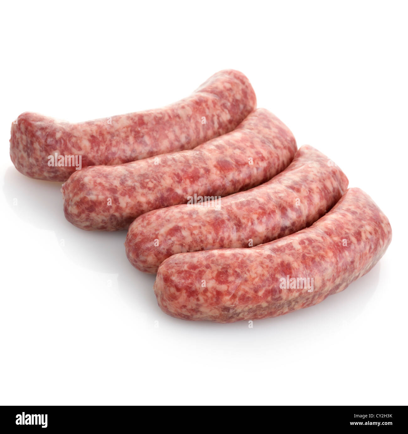 Fresh Raw Sausages On White Background Stock Photo - Alamy