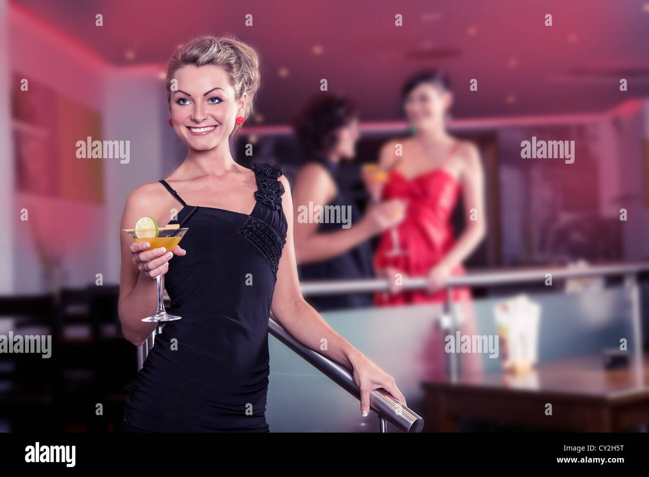 group of young women in the bar Stock Photo - Alamy