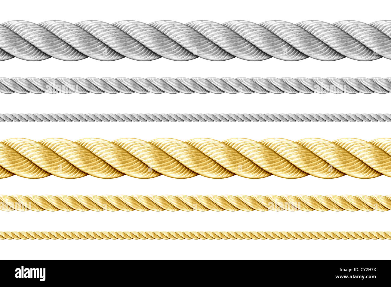 Steel and golden ropes set isolated on white Stock Photo - Alamy