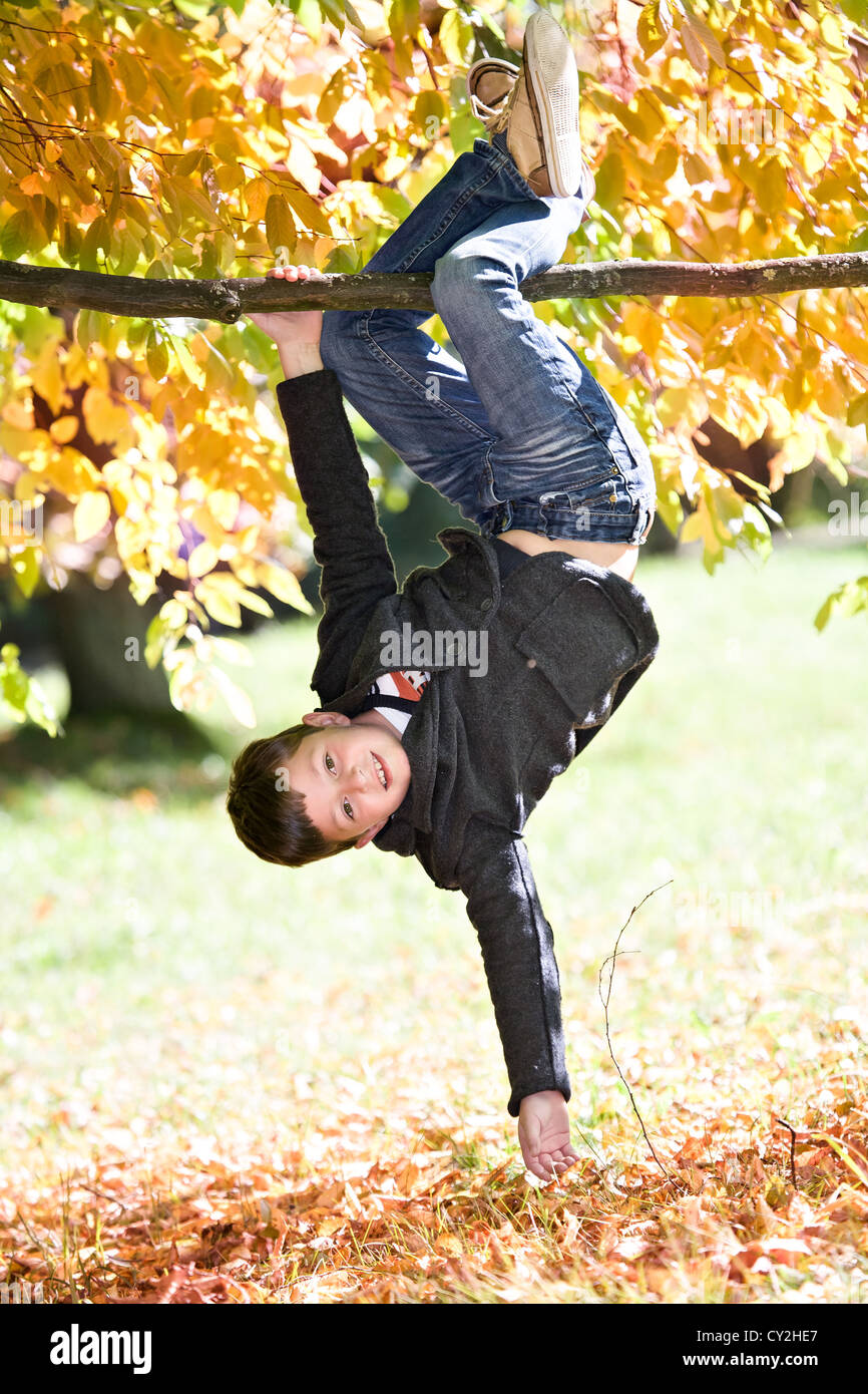 portrait of a boy in the autumn park Stock Photo - Alamy