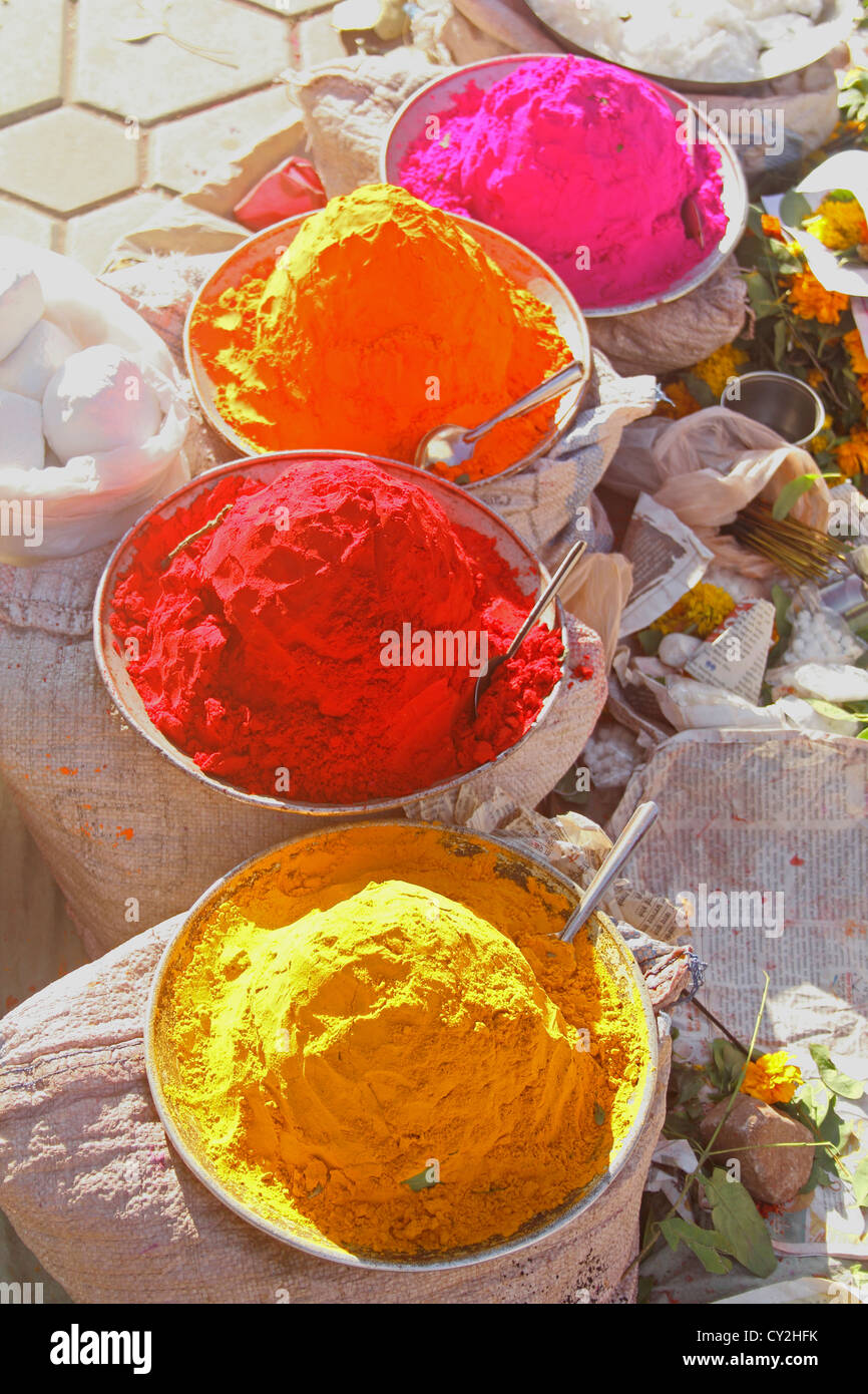 Rangoli colours for sale in market for Diwali , Pune, Maharashtra ...