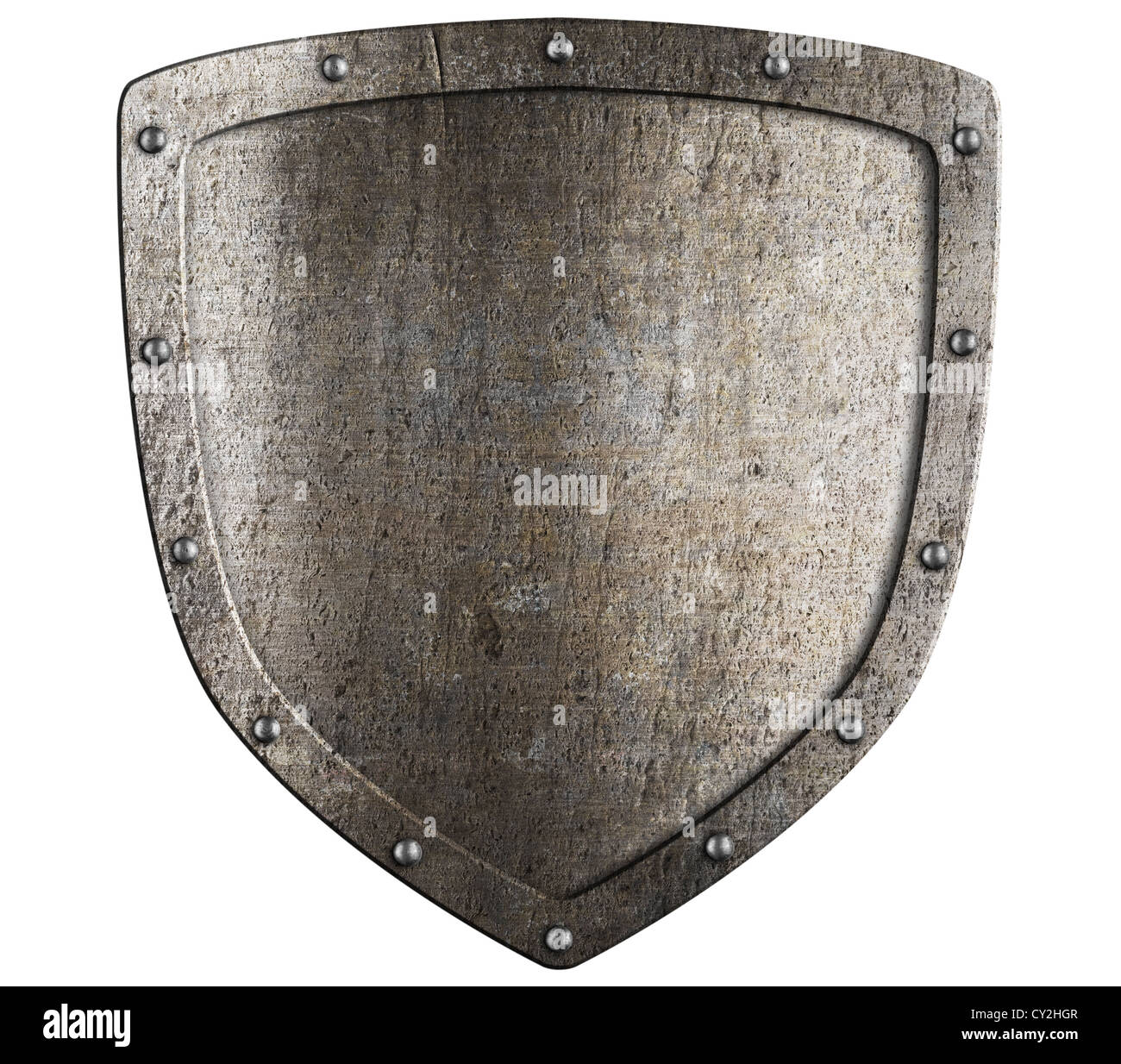 old metal medieval shield isolated on white Stock Photo - Alamy