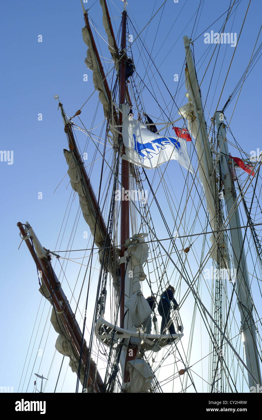 Climbing the Rigging Stock Photo - Alamy