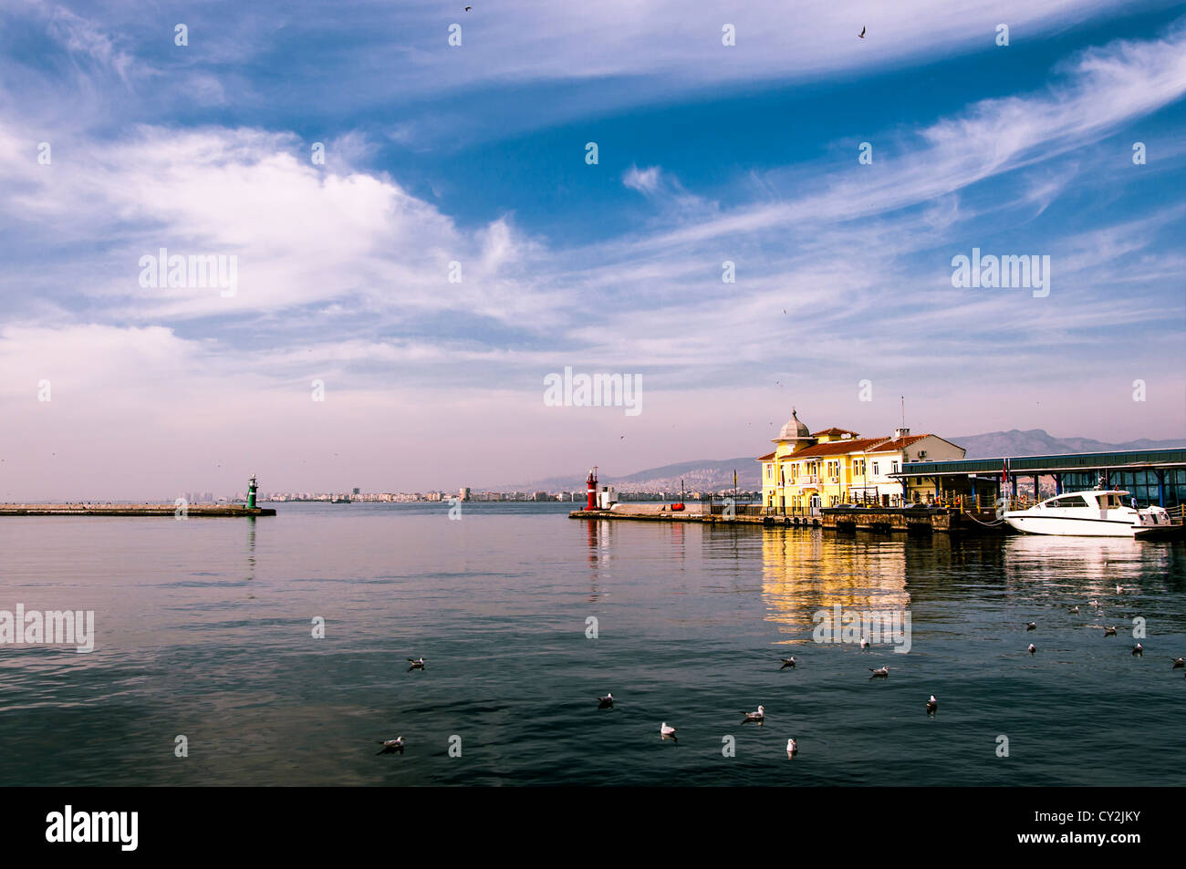 Scenic view in port of Izmir, Turkey Stock Photo - Alamy