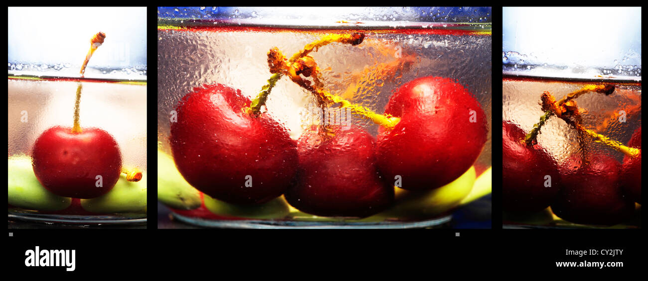 refreshing cocktail collage on black background Stock Photo - Alamy