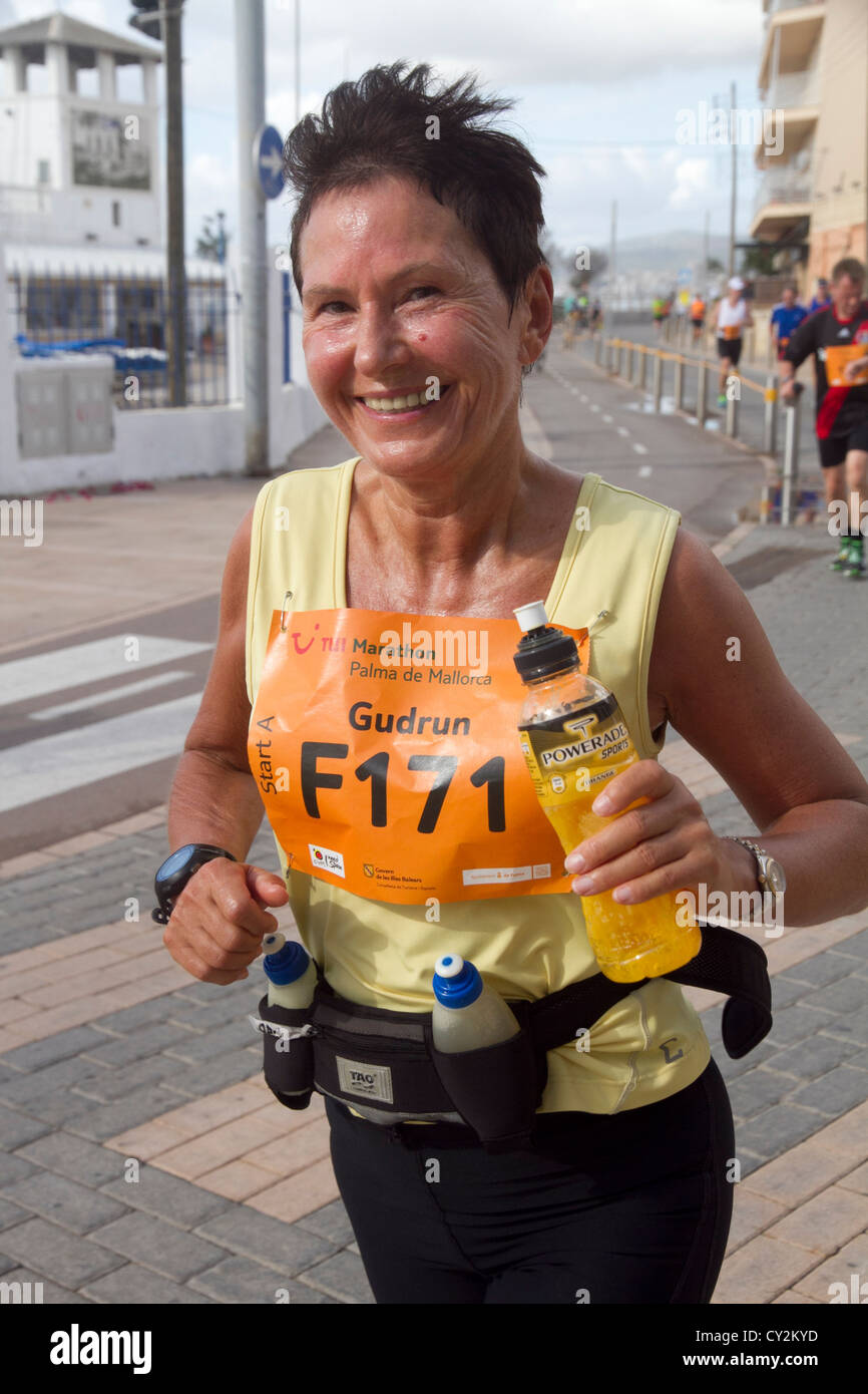Marathon runner woman race athlete running Palma de Mallorca Spain 2012 ...
