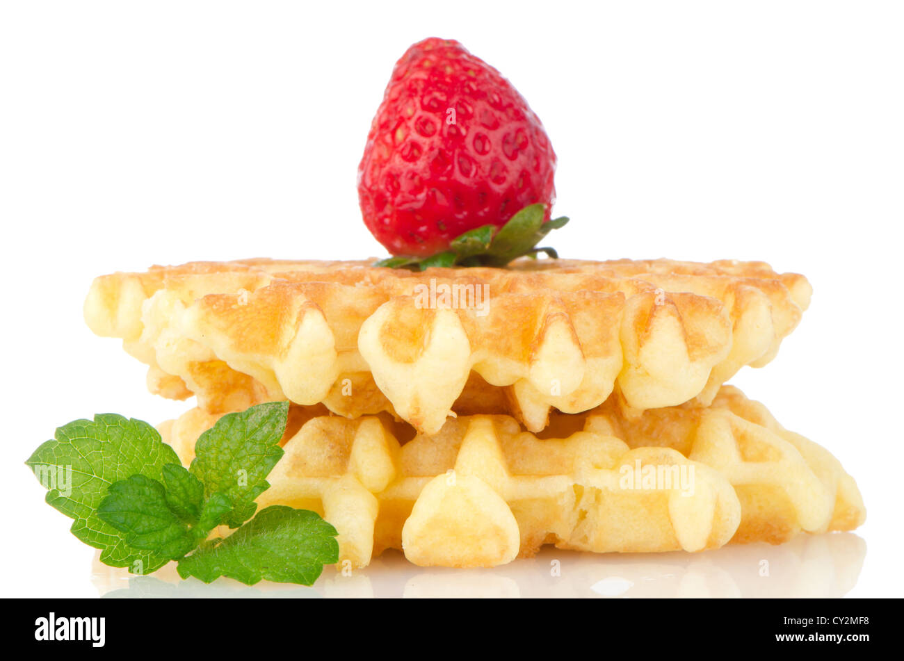 Waffles and strawberry isolated on white background Stock Photo - Alamy