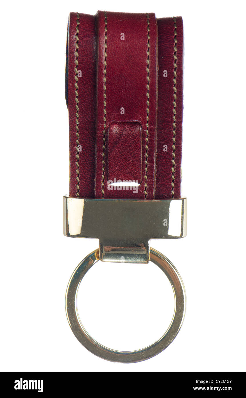 Leather key chain isolated on white background Stock Photo - Alamy