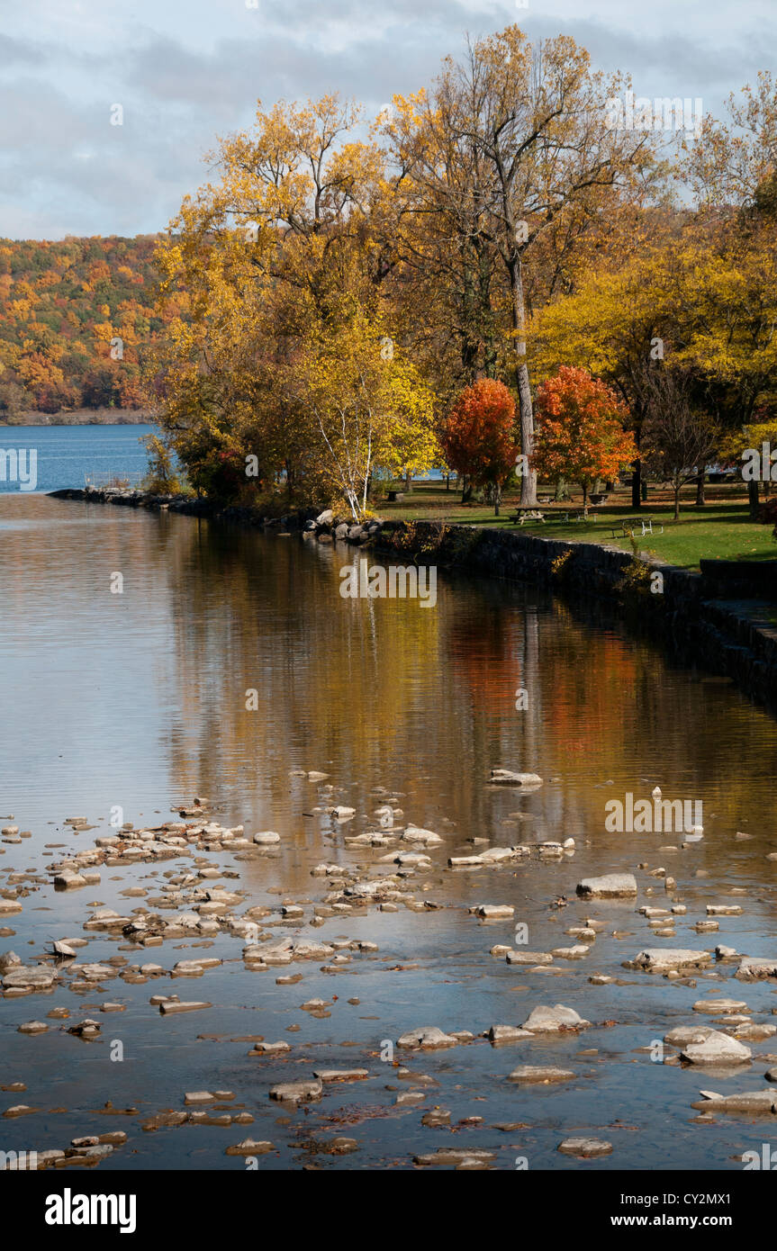 Autumn scene with stream Stock Photo - Alamy
