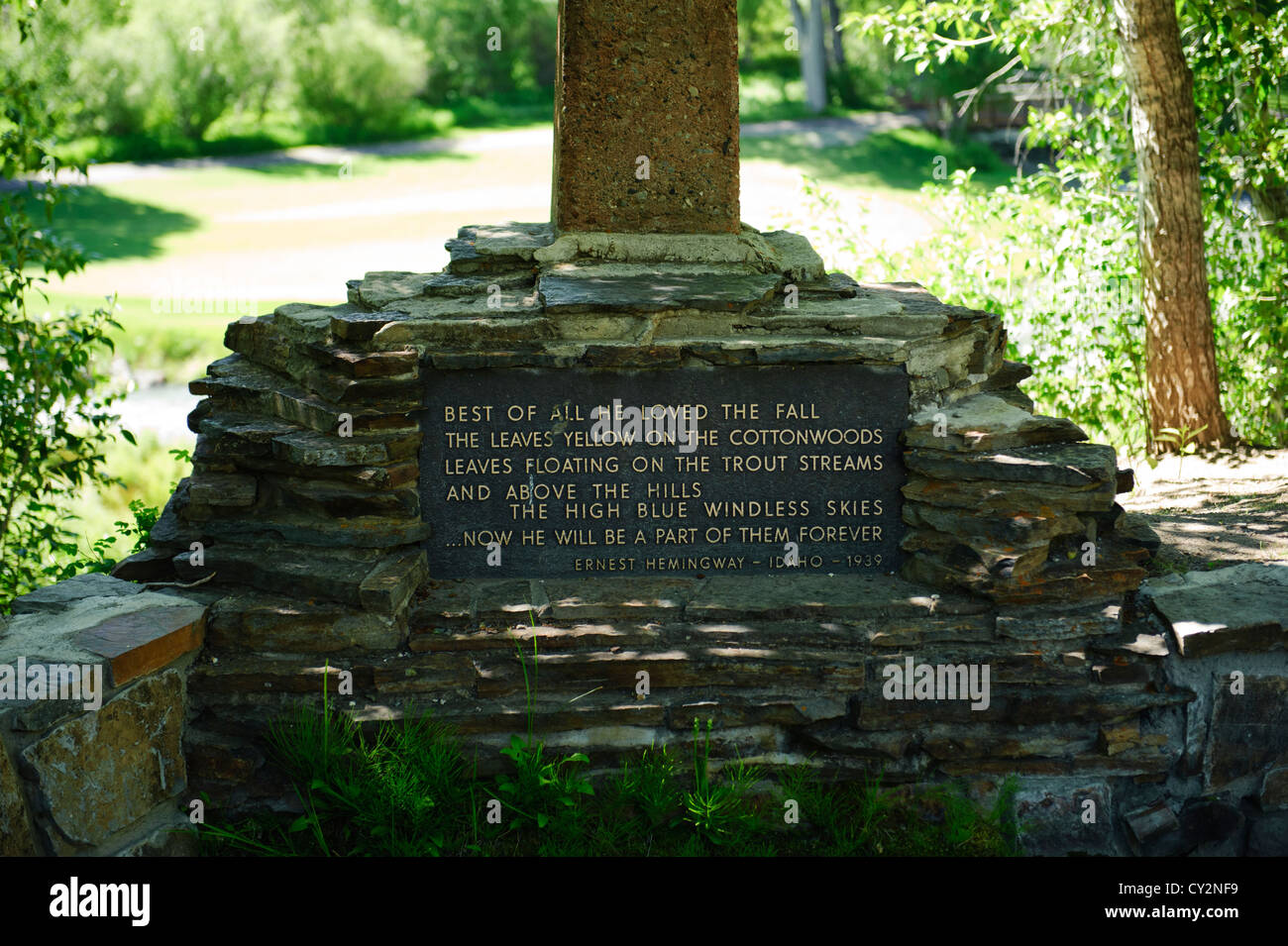 Hemingway Memorial near Sun Valley, Idaho, located on a section of ...