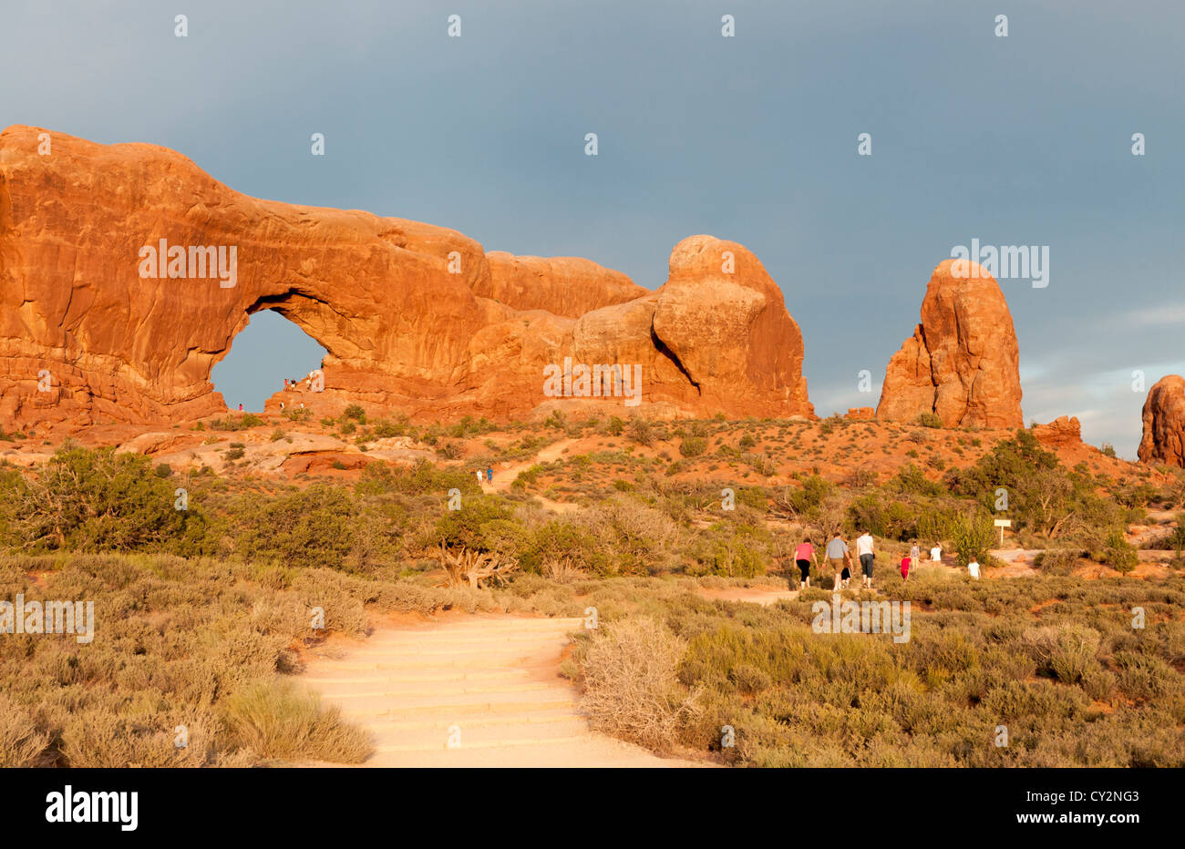 Utah, Arches National Park, visitors on Windows Trail Stock Photo - Alamy