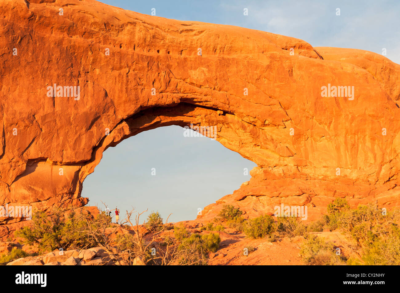Utah, Arches National Park, visitor on Windows Trail Stock Photo - Alamy