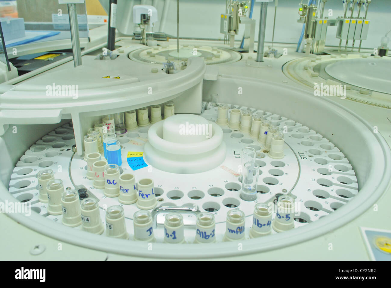 Chromatograph with glass sample bottles Stock Photo - Alamy