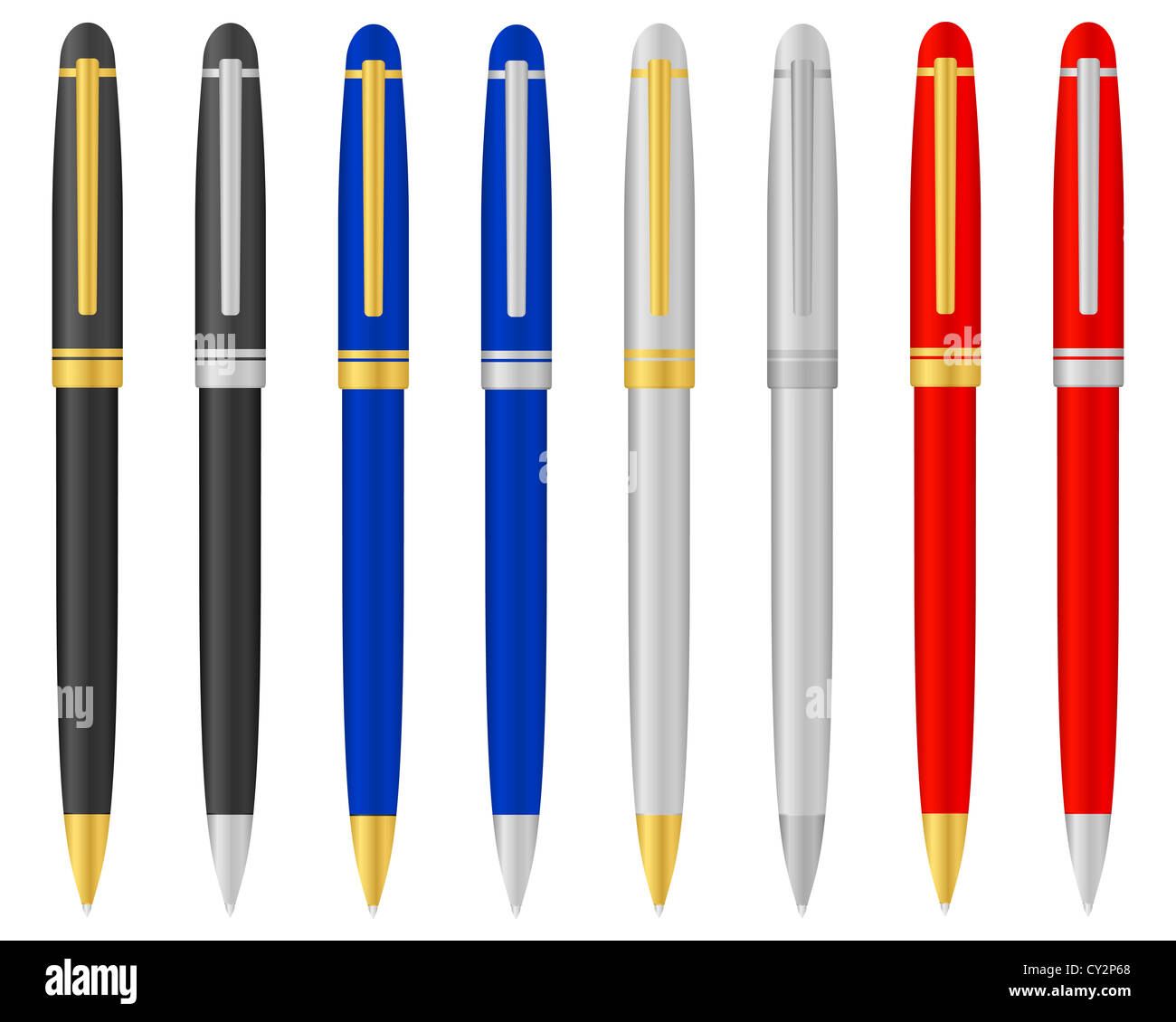 Eight ballpoints on a white background. Vector illustration Stock Photo ...