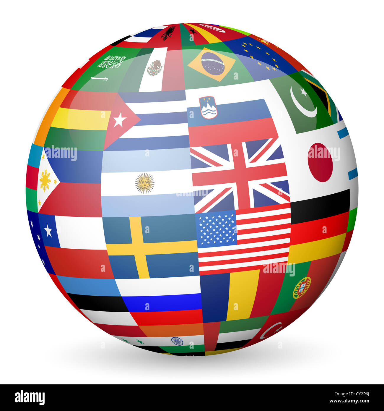 National flags sphere on white background. Vector illustration Stock ...