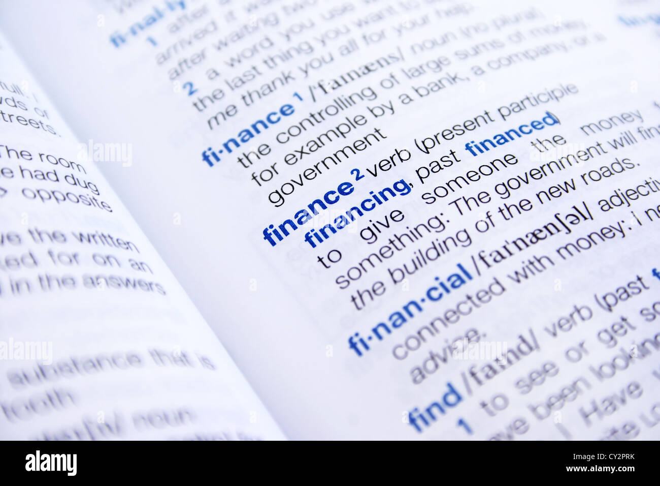 The word finance and financial in dictionary Stock Photo - Alamy