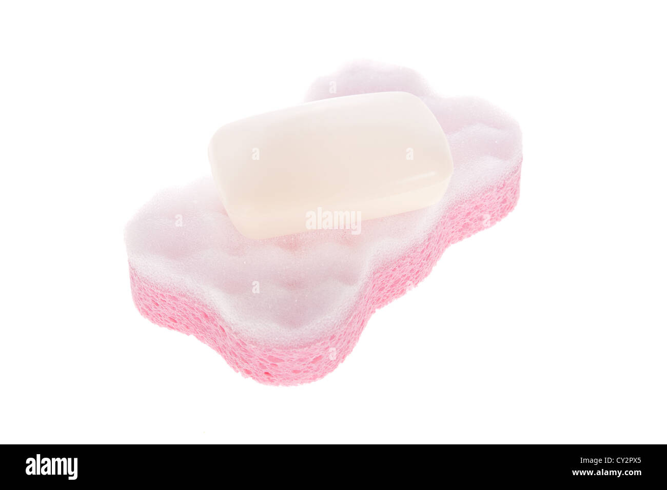 Bath sponge and a soap bar isolated on a white background Stock Photo ...