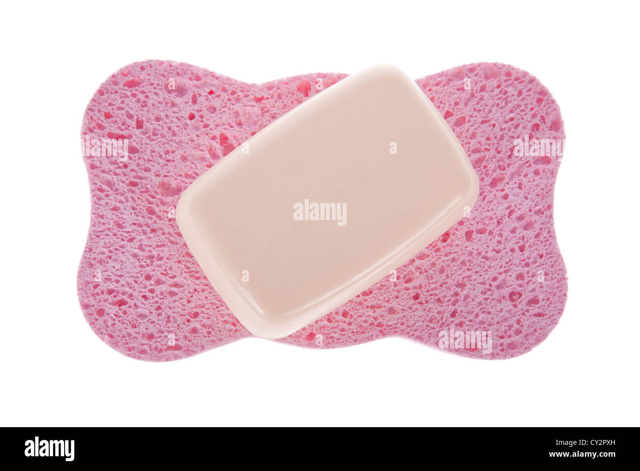 Bath sponge and a soap bar isolated on a white background Stock Photo ...