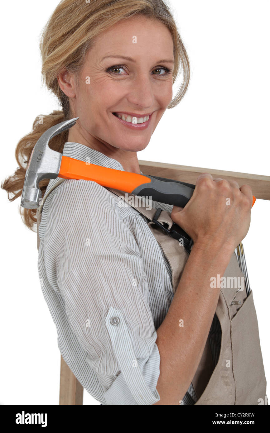 woman with hammer Stock Photo - Alamy