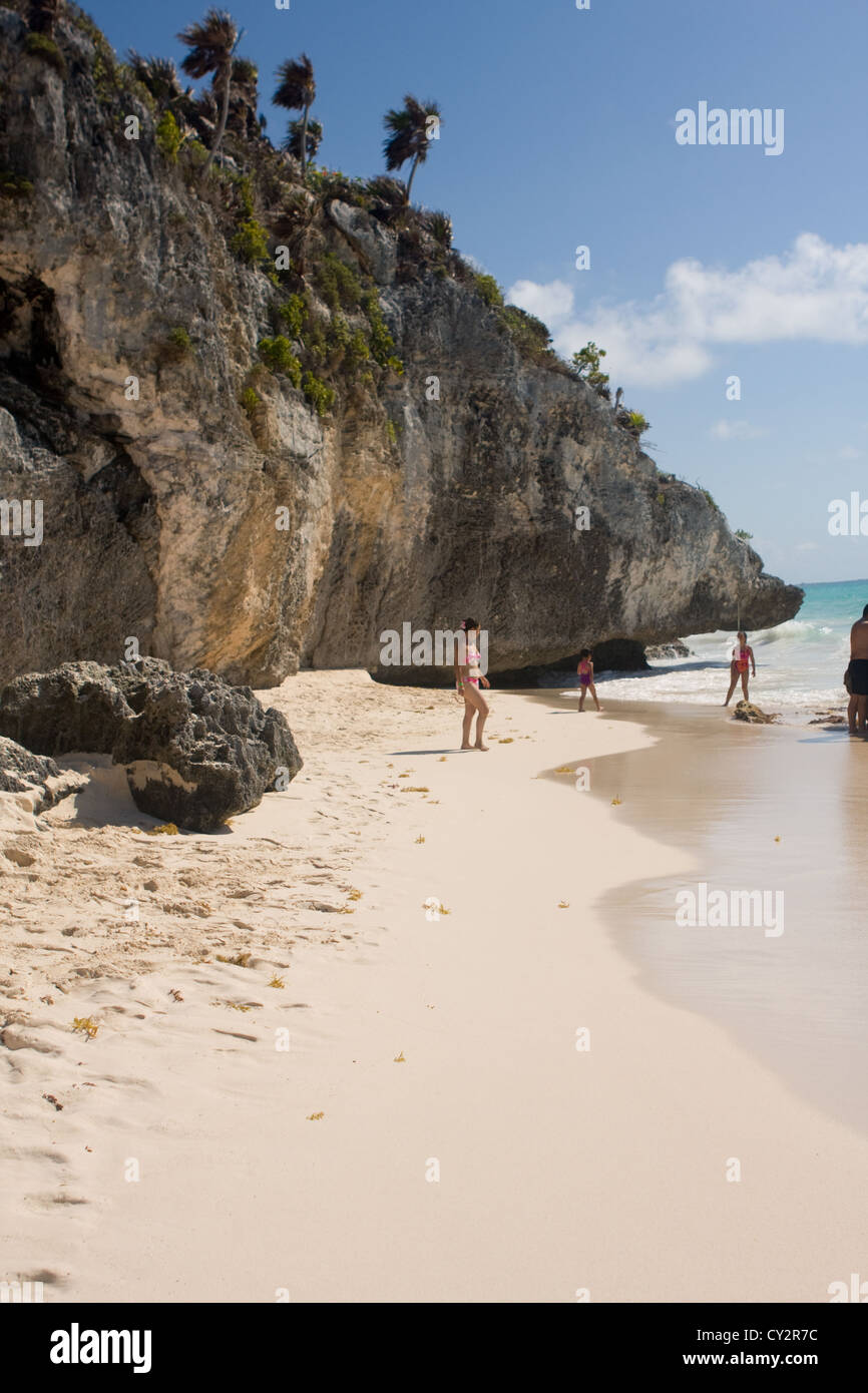 Cliffs and beach at the Mayan ruins, Mexico Stock Photo - Alamy
