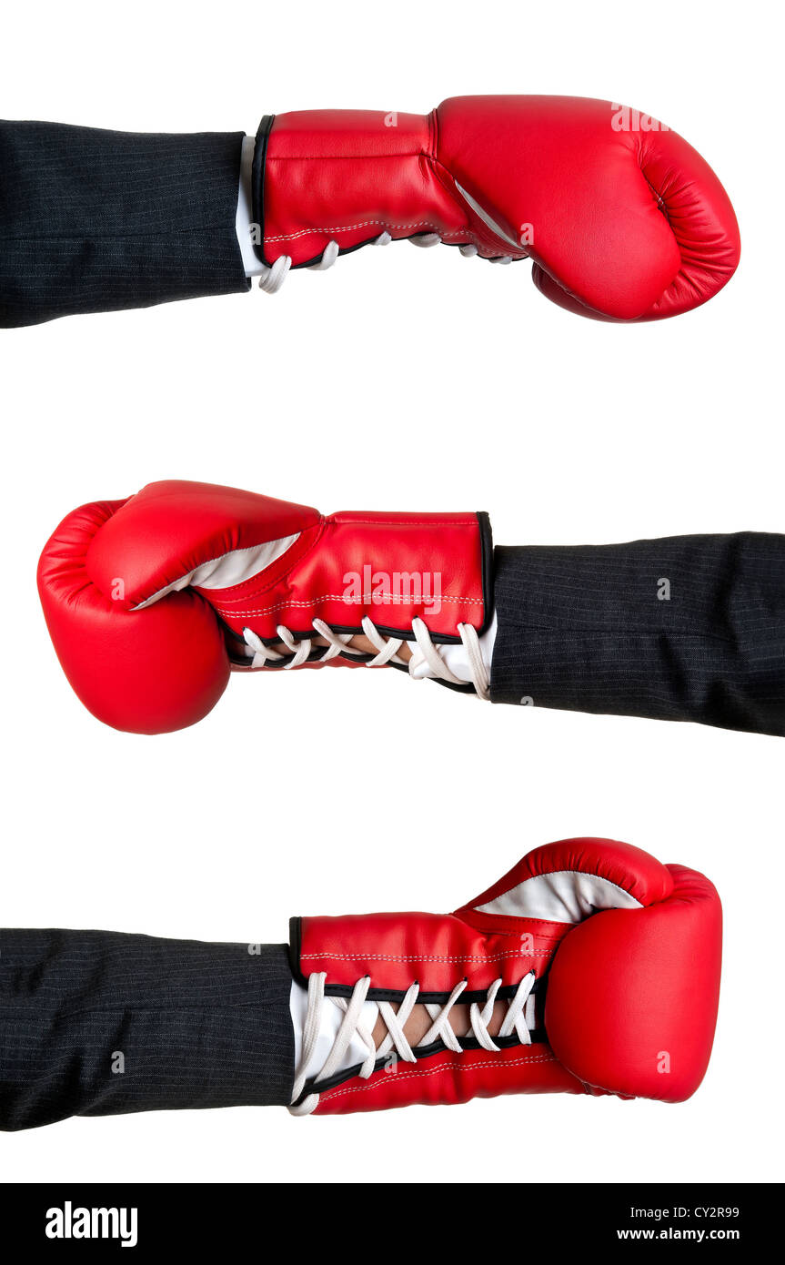 Businessman's hand with a boxing glove Stock Photo - Alamy
