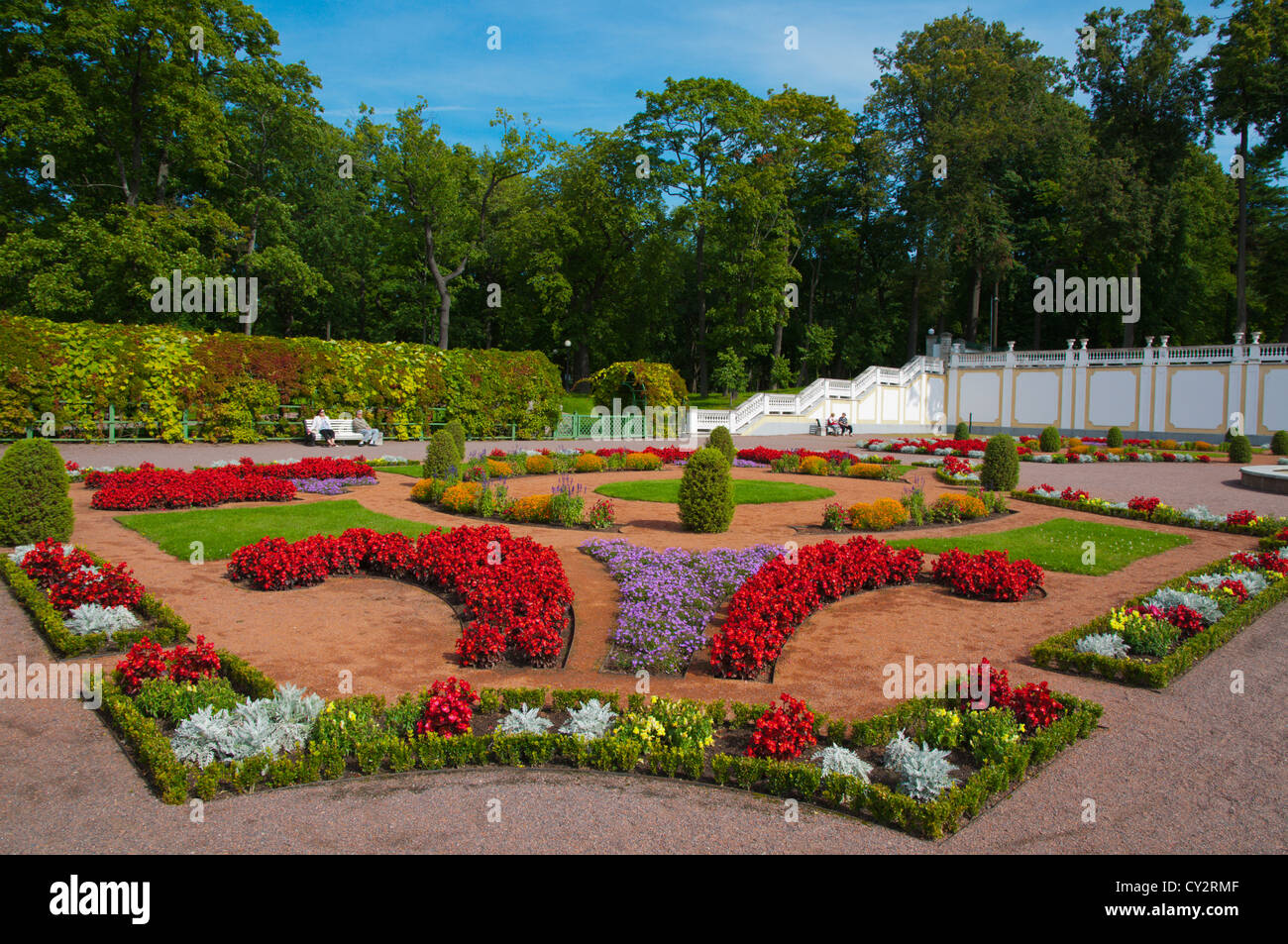 Flower garden of 18th century Baroque style Kadriorg Palace in Kadrioru ...