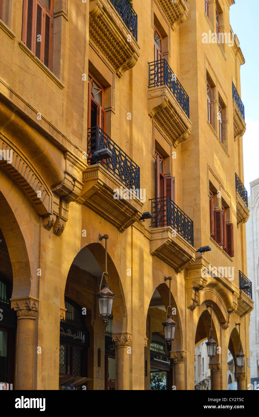 Downtown building in the renovated part of Beirut, Lebanon, Middle East ...