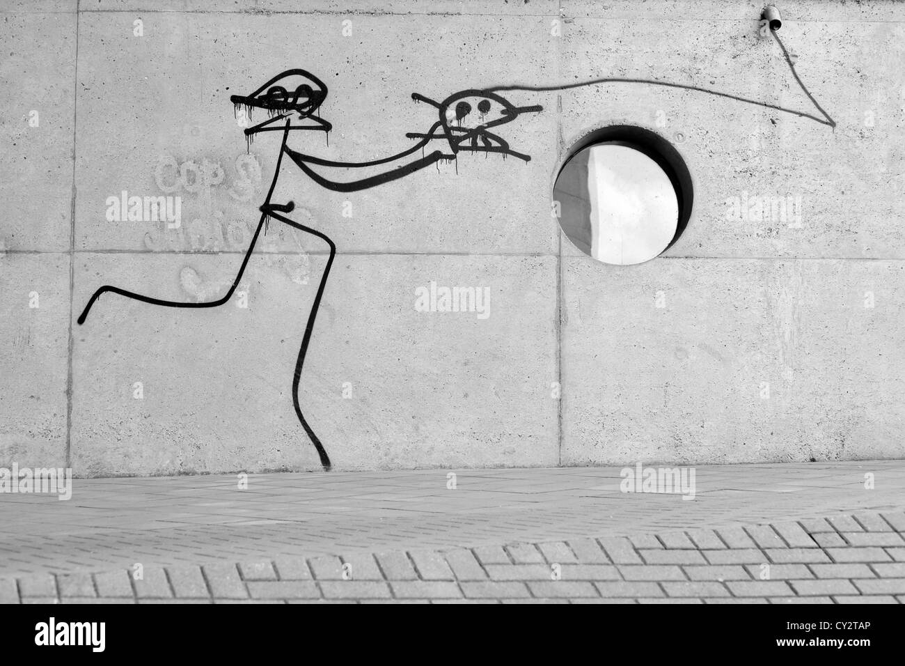 Harald Naegeli Wireframe Figure Graffiti High Resolution Stock ...
