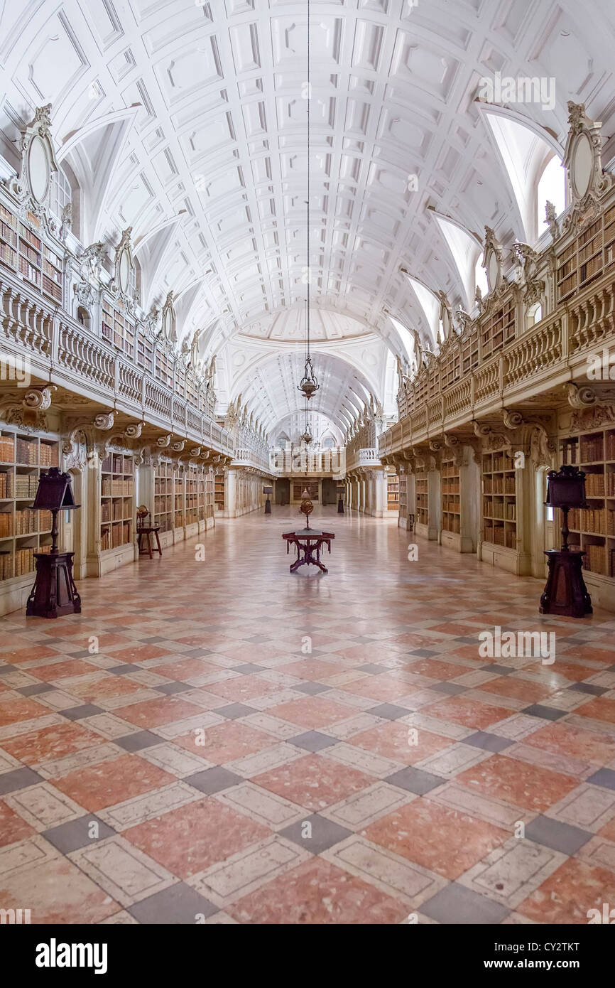 Library of the Mafra National Palace in Portugal. Franciscan religious ...
