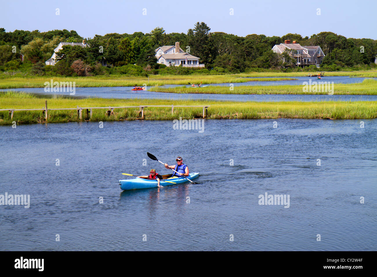 Cape Cod Massachusetts,Dennis Port,Swan River,kayak,kayaker,boy boys ...