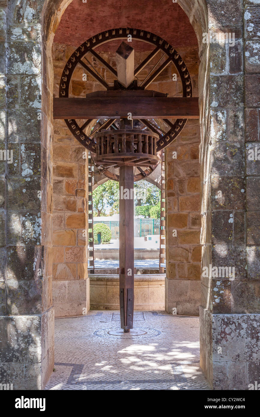 Old waterwheel cogs mechanism in the baroque Cerco Garden, close to the ...