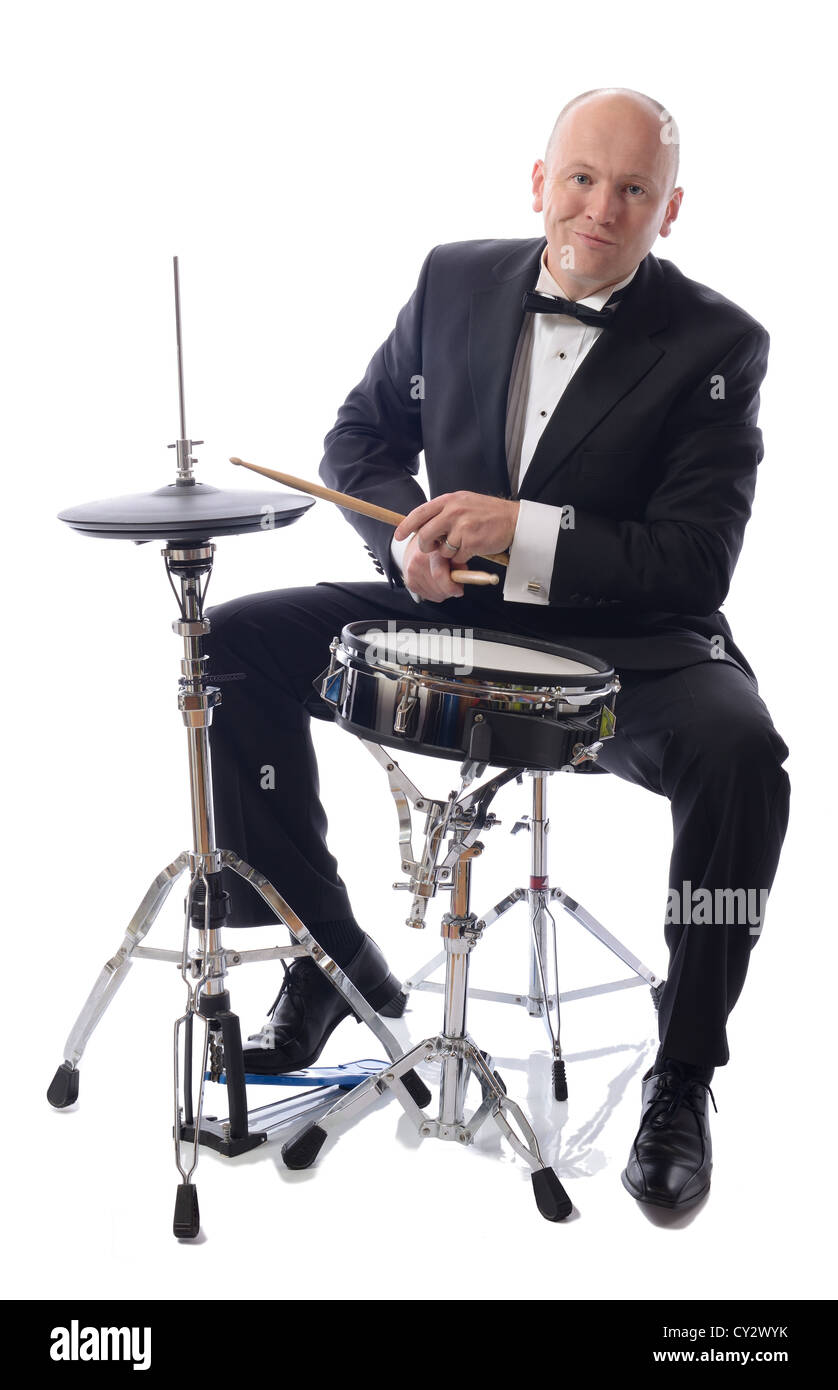 Happy tuxedo man hold Cut Out Stock Images & Pictures - Alamy