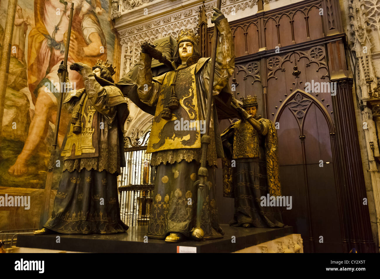 Closeup view of tomb of Spanish explorer Christopher Columbus featuring ...