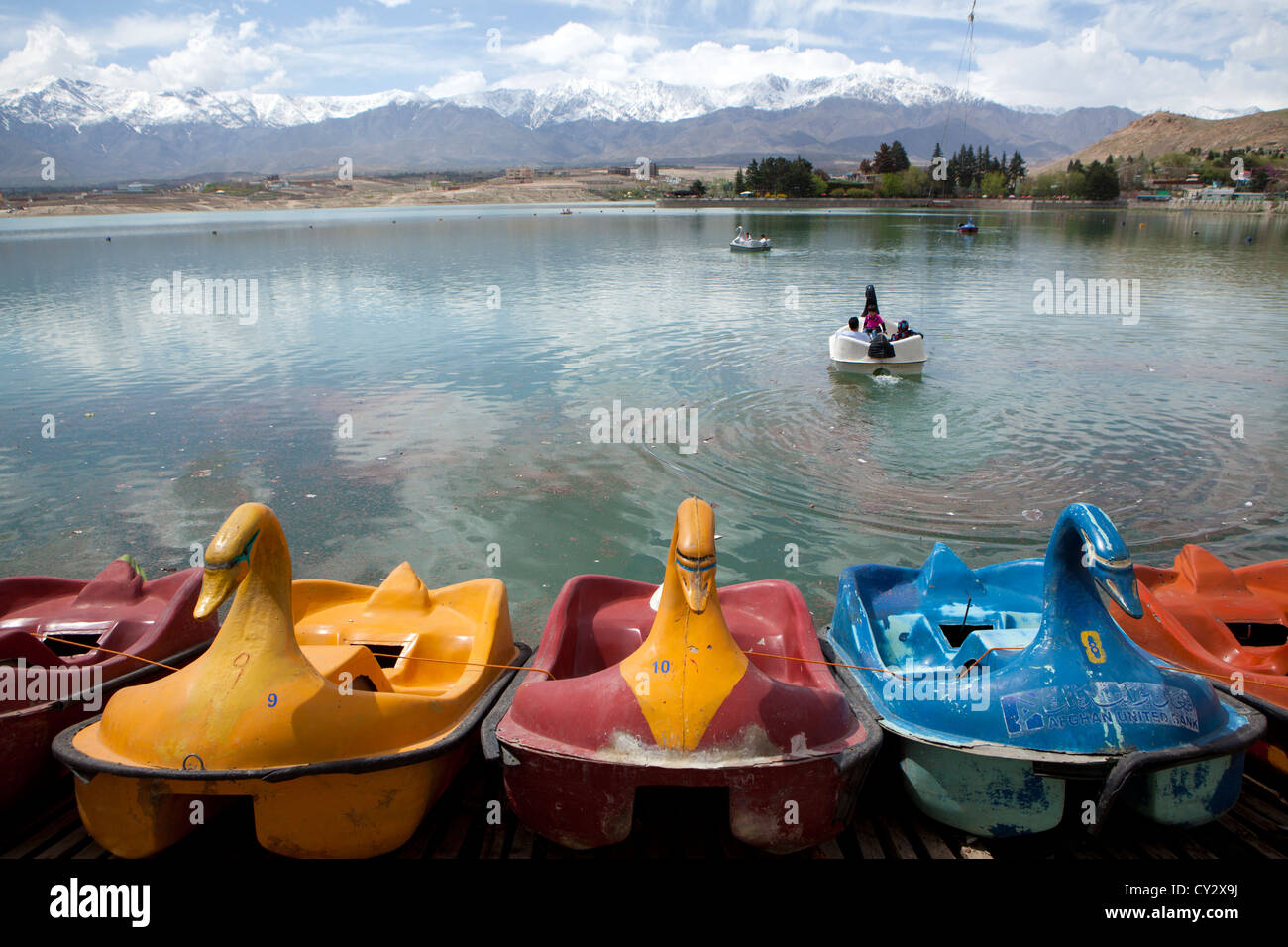 Swan boats on Qargha lake, near kabul Stock Photo - Alamy