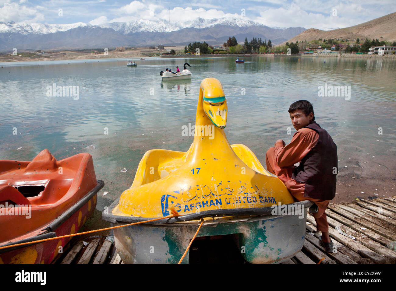 Swan boats on Qargha lake, near kabul Stock Photo - Alamy