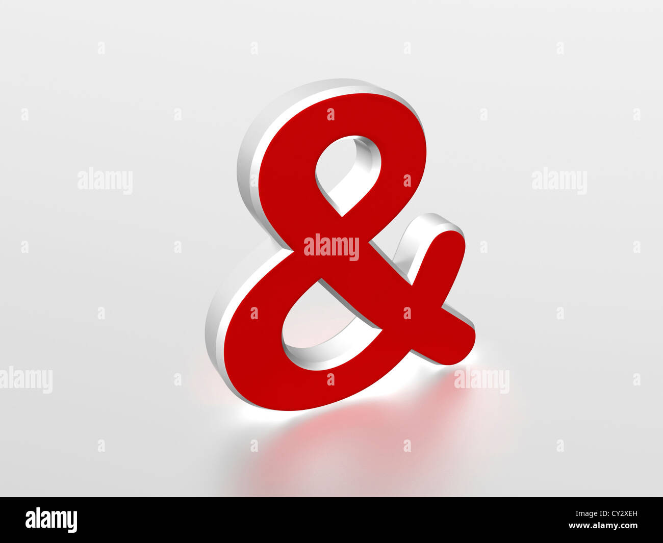 3d rendering of the and sign in red and white Stock Photo - Alamy