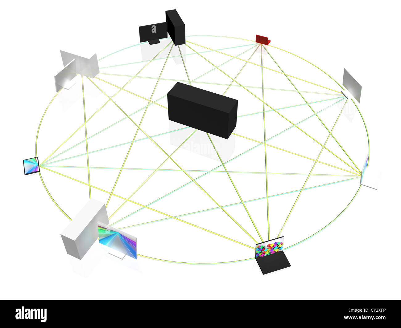 Conceptual computer network in circle Stock Photo - Alamy