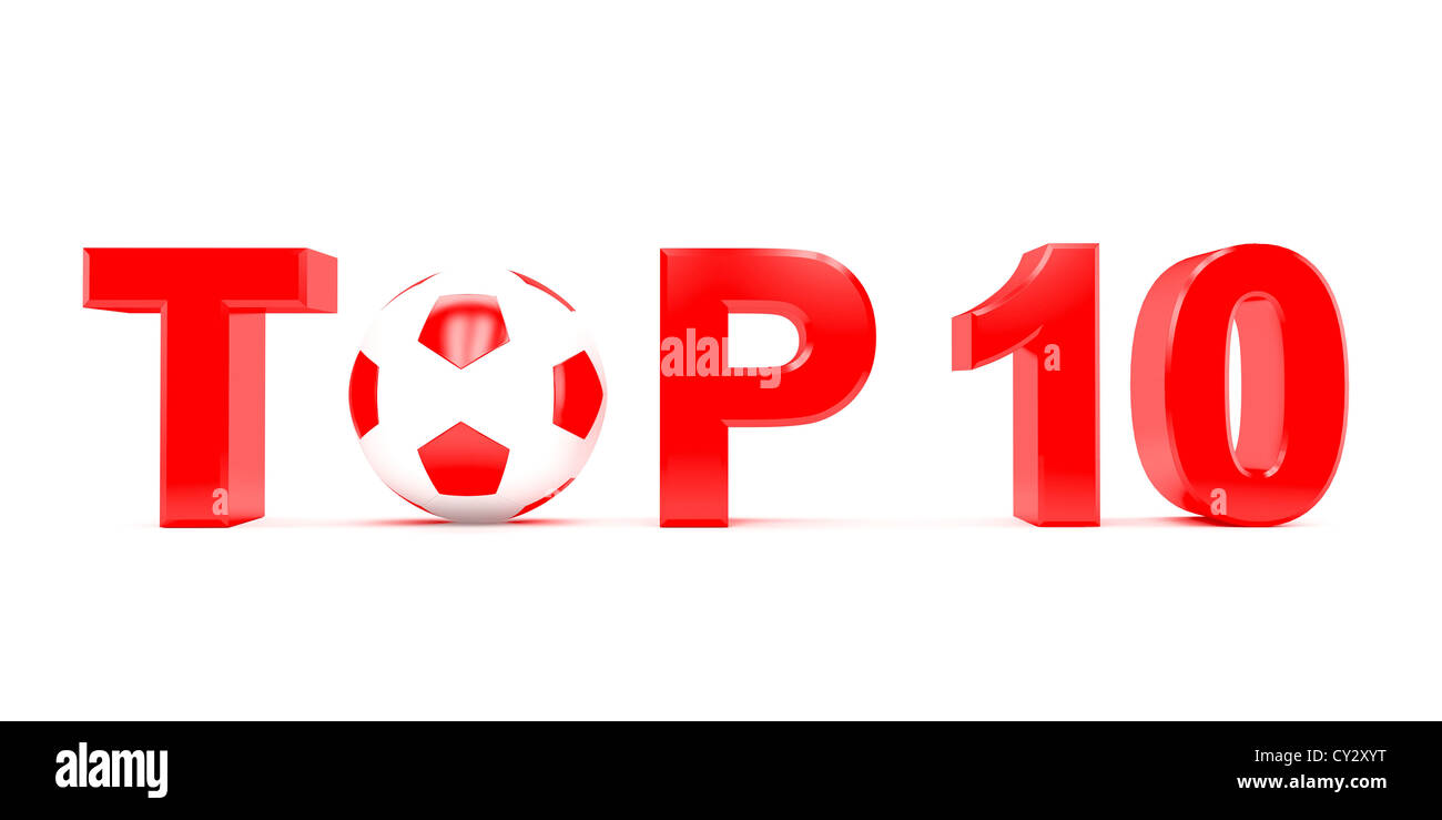 Text TOP 10 with football (soccer) ball instead letter O Stock Photo ... Text TOP 10 with football (soccer) ball instead letter O Stock Photo ...