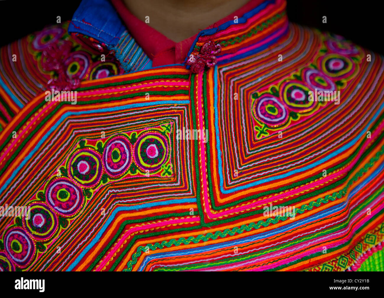 Detail Of A Traditional Flower Hmong Dress, Sapa, Vietnam Stock Photo ...