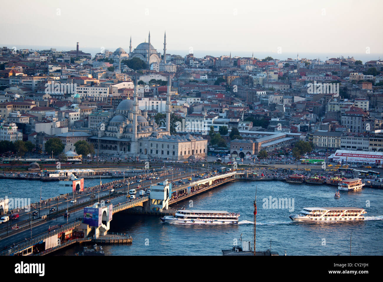 Nuruosmaniye (baroque) mosque and new mosque (foreground) in Istanbul ...