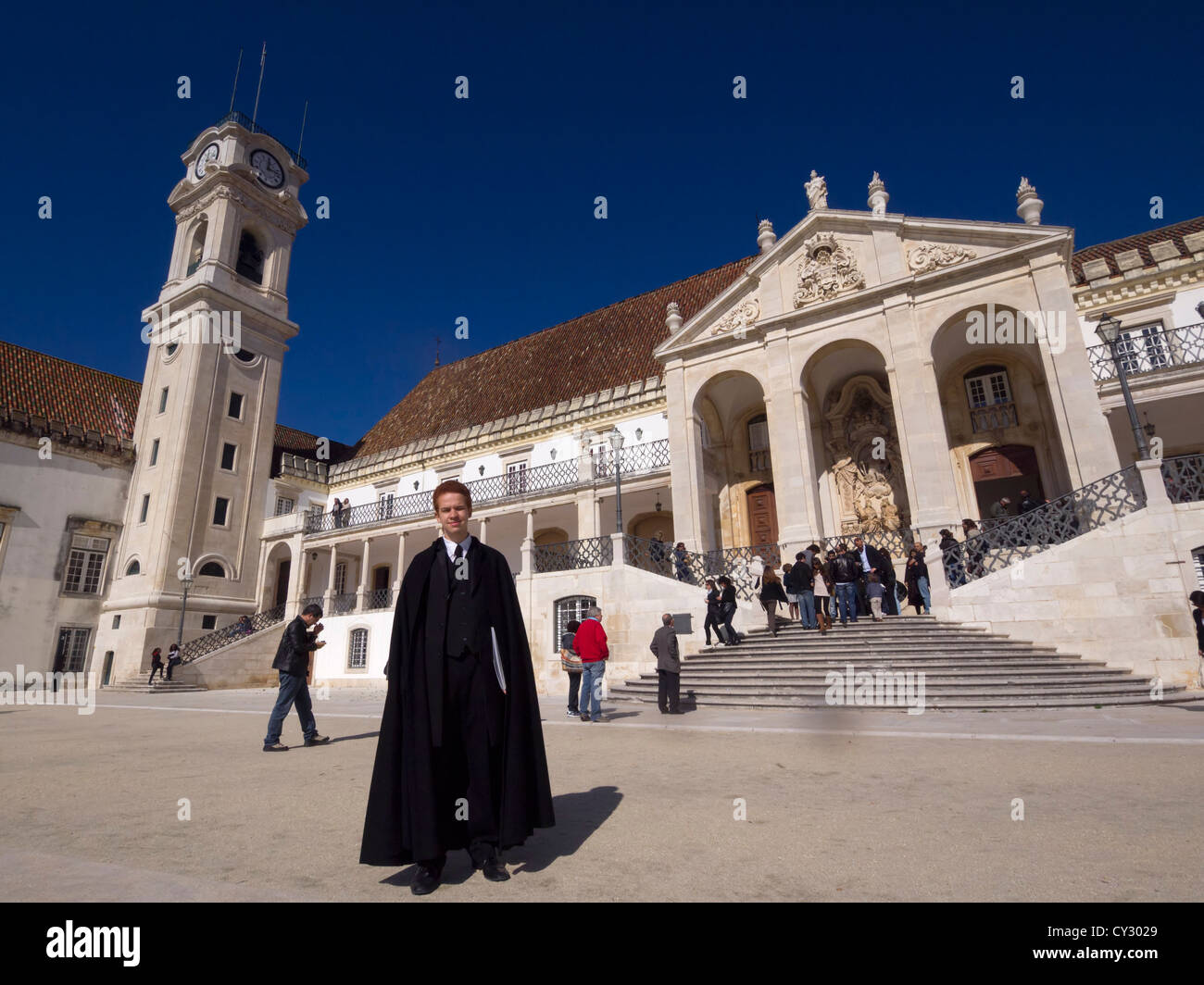University of Coimbra student with traditional academic attire ...