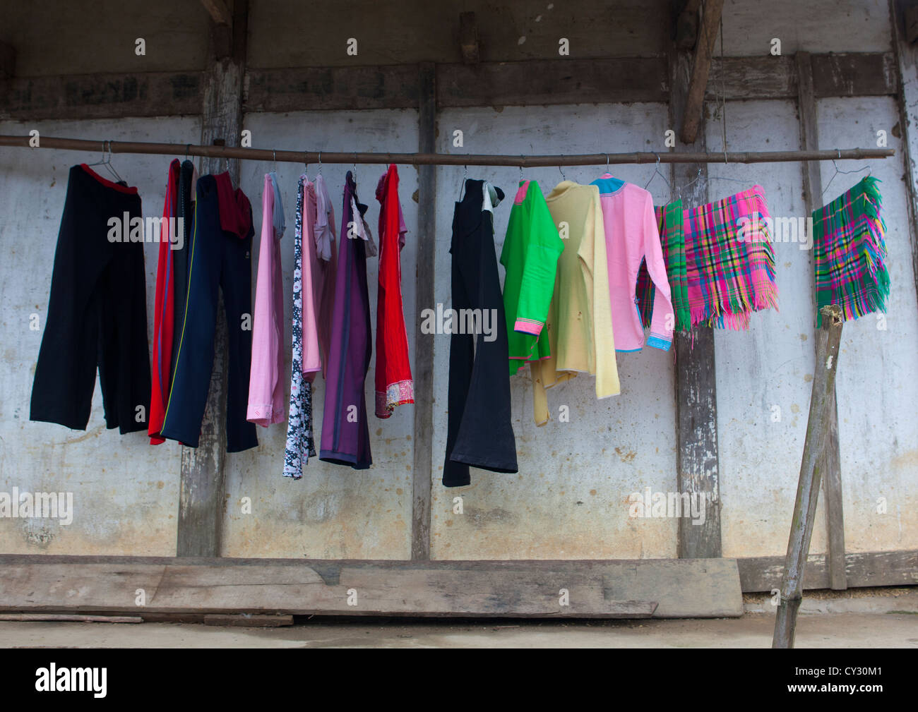 Clothes Drying On A Clothes Line, Sapa, Vietnam Stock Photo - Alamy